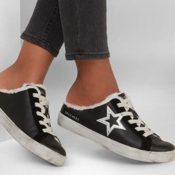 Skechers | Shoes | Skechers Diamond Starz Wearever Black Leather Hidden ...